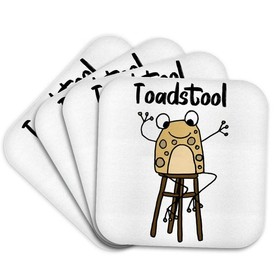 3drose, Cute Funny Toad Sitting on Stool Toadstool Pun Cartoon, Set of ...