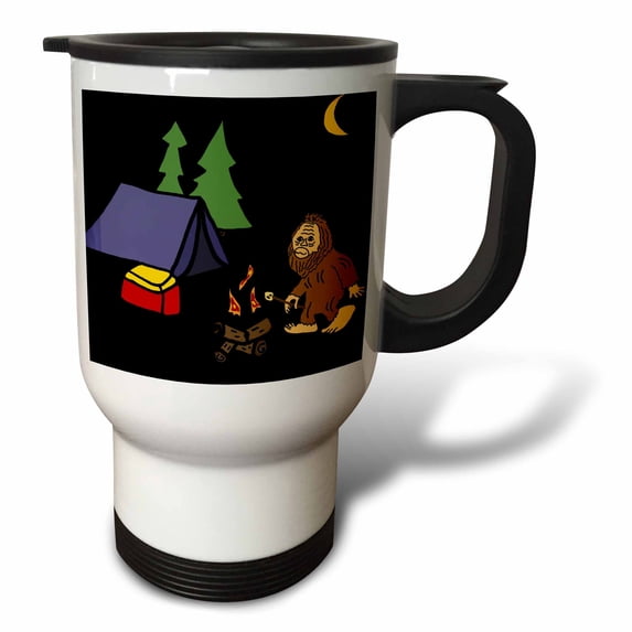 3drose, Cute Funny Unique Bigfoot Camping Cartoon, 14oz Stainless Steel ...