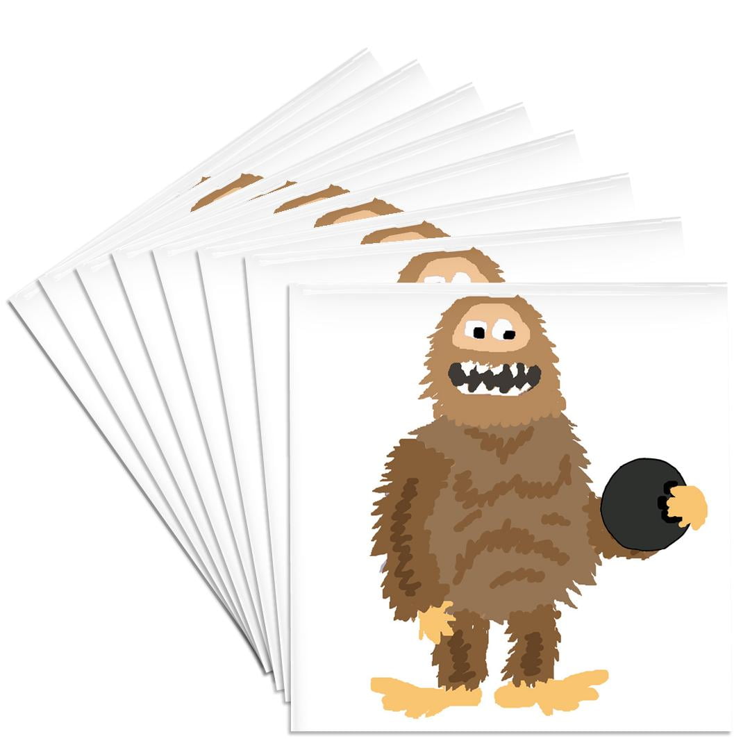3drose, Cute Funny Unique Bigfoot or Sasquatch Bowling Cartoon, Set of ...