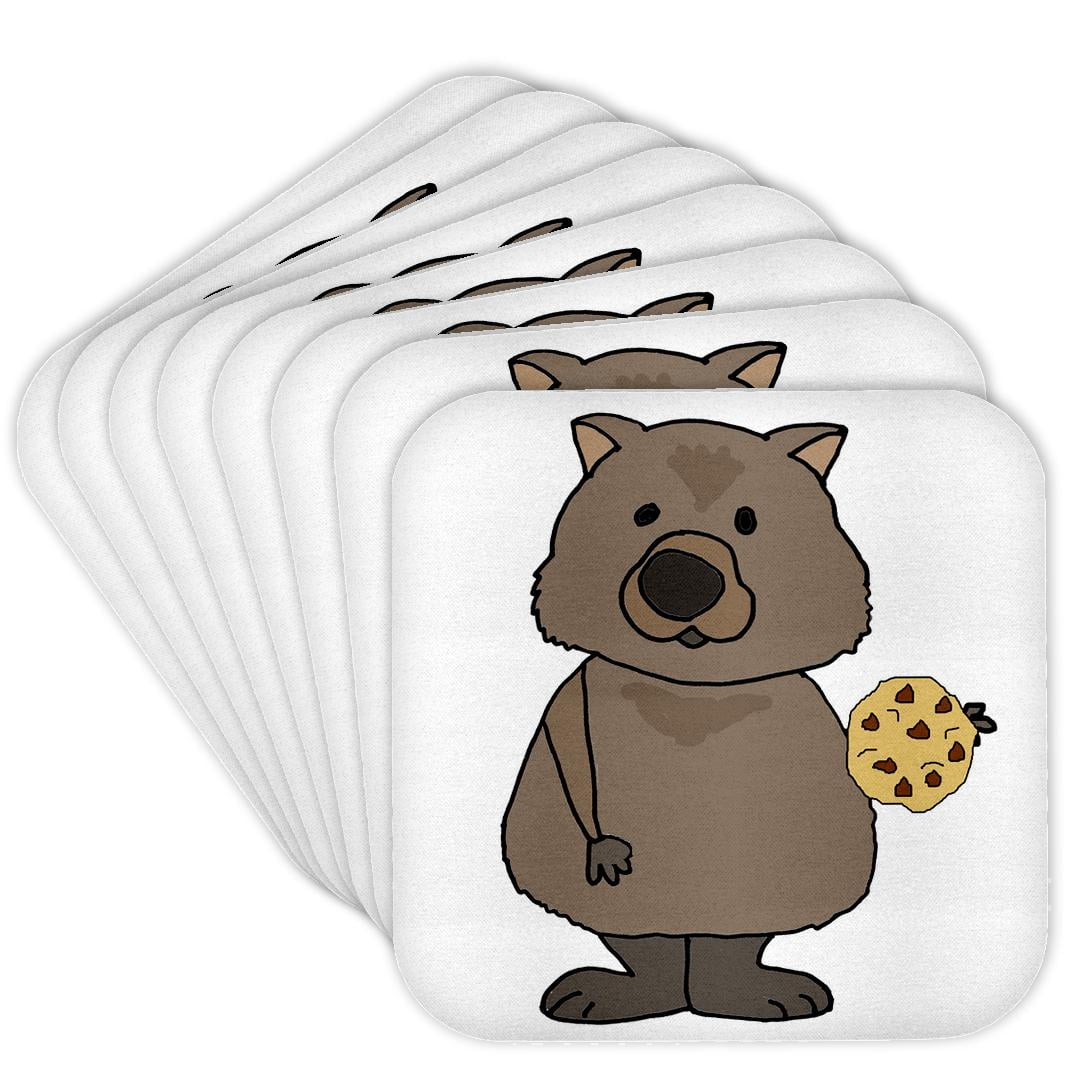 3drose, Cute Funny Wombat Eating Chocolate Chip Cookie Cartoon, Set of ...
