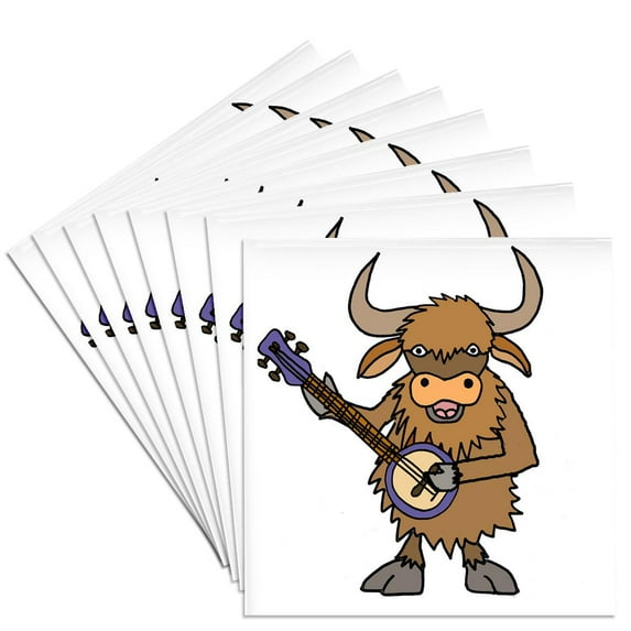 3drose, Cute Funny Yak Playing Banjo Music Cartoon, Set of 8 Ceramic ...