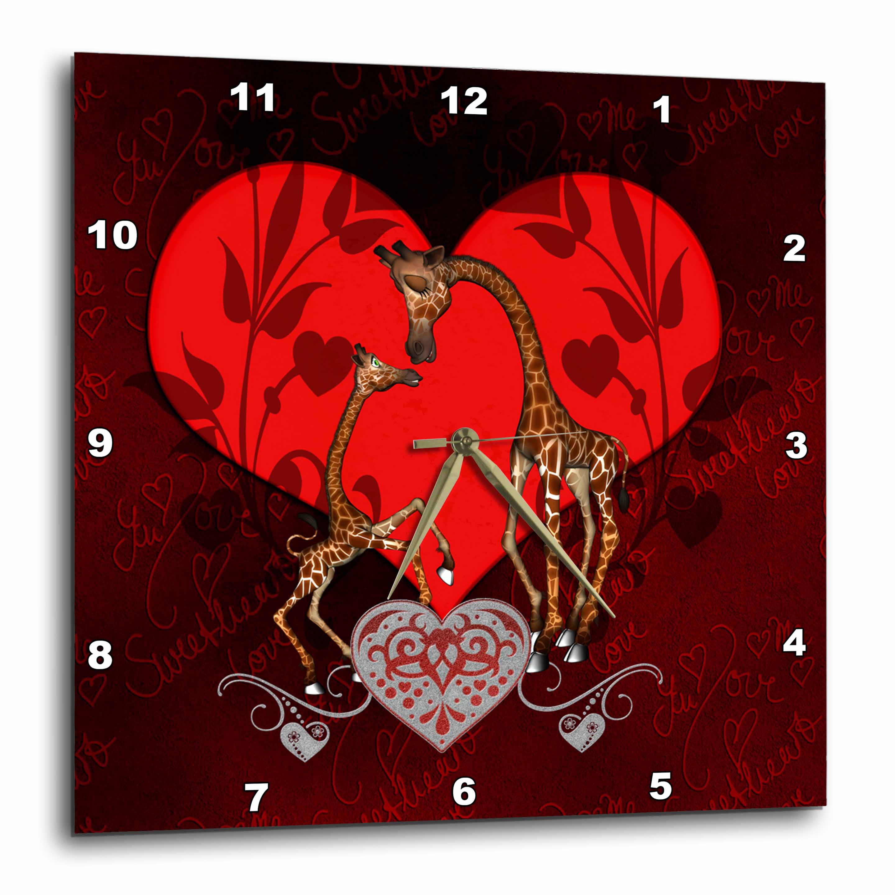 3drose, Cute Giraffe Mum with Baby, 10x10 Wall Clock - Walmart.com