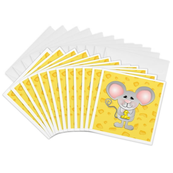 3drose, Cute Gray Mouse Holding Cheese on Cheese Background Animal ...