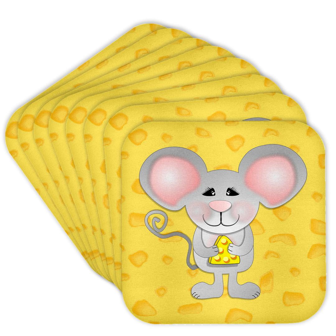 3drose, Cute Gray Mouse Holding Cheese on Cheese Background Animal ...