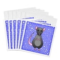 3drose, Cute Grey Rat Blue Star Background, 6 Greeting Cards with ...