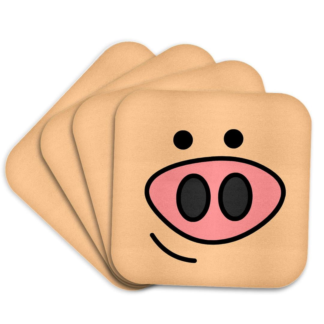 3drose, Cute Happy Pig Face, Set of 4 Coasters - Cork - Walmart.com