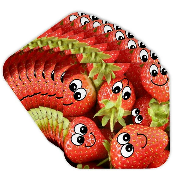 3drose, Cute Happy Red Strawberries - Smiling Face Strawberry Fruits ...