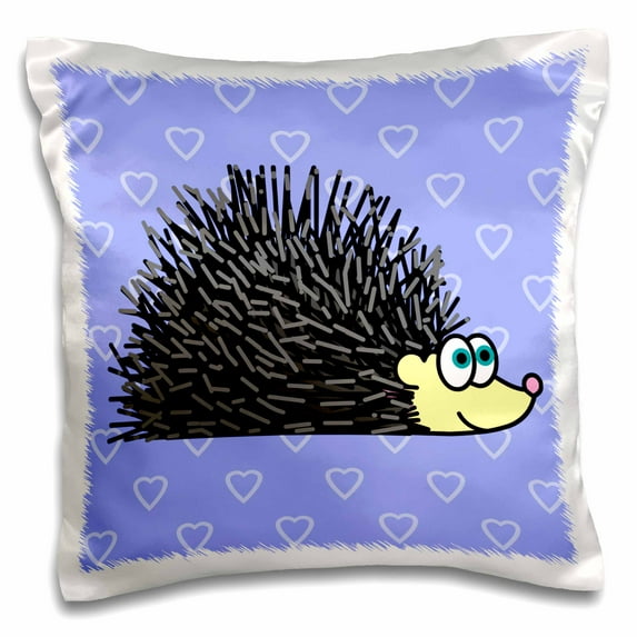 3drose, Cute Hedgehog and Hearts Design Blue, 16x16 inch Pillow Case ...