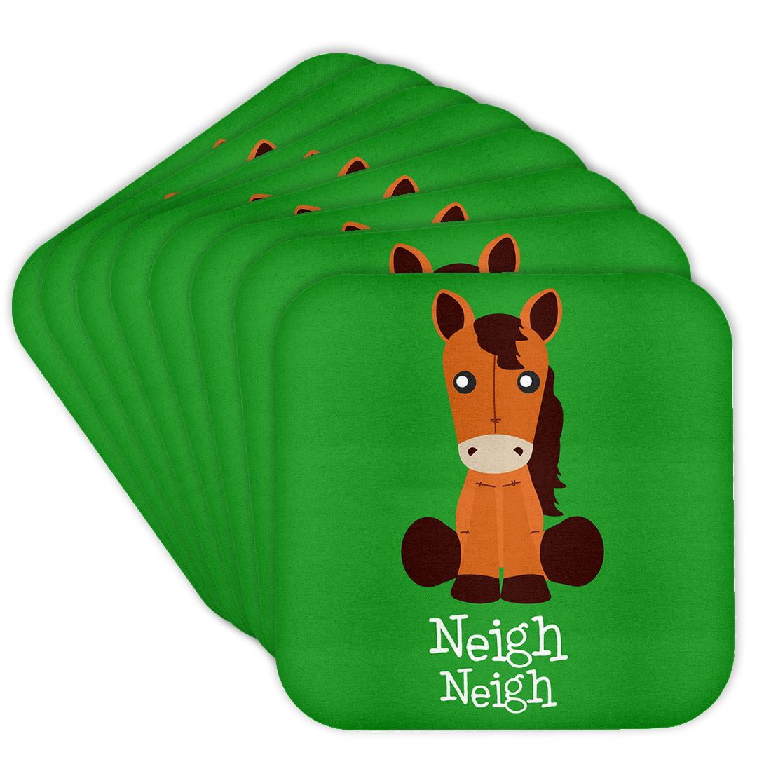 3drose, Cute Horse Talk Neigh Neigh Nursery Art, Set of 8 Coasters ...