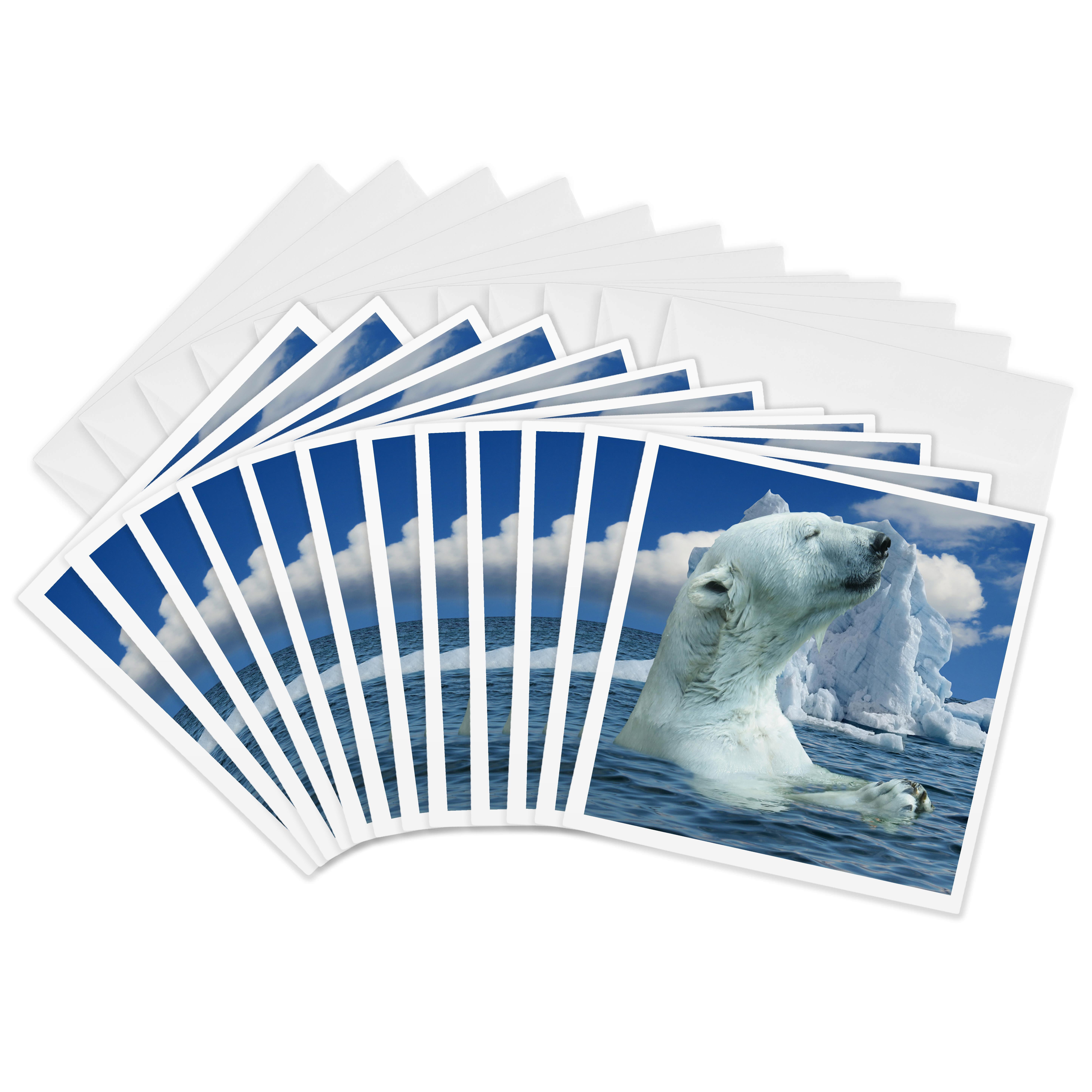 3drose, Cute Ice Bear Swimming in the Ocean Nature Photography, 12 ...