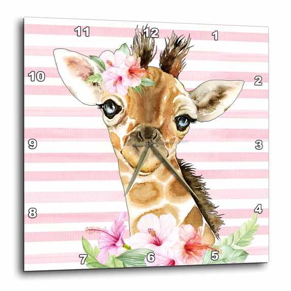 3drose, Cute Image of Watercolor Giraffe with Tropical Flowers Design ...