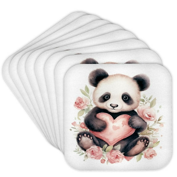 3drose, Cute Image of Watercolor Valentine Panda Bear Illustration, Set ...