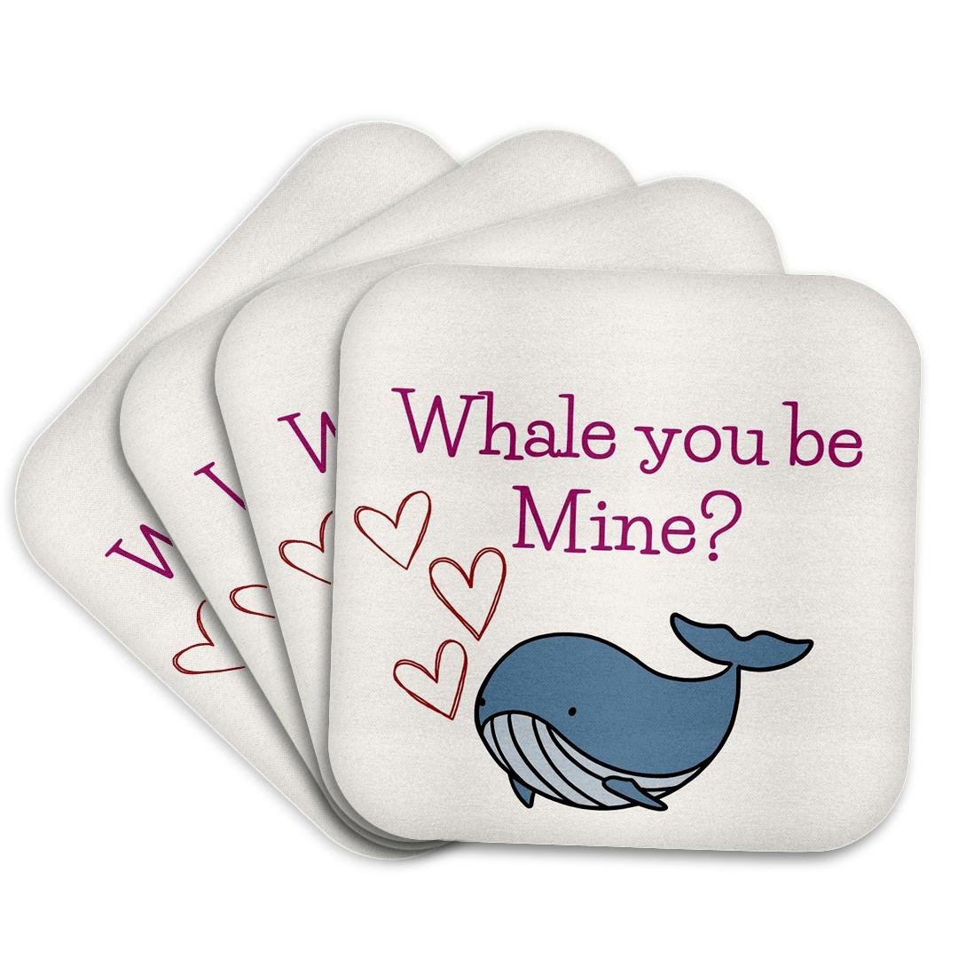 3drose, Cute Image of a Whale with Text of Whale You Be Mine, Set of 4 ...