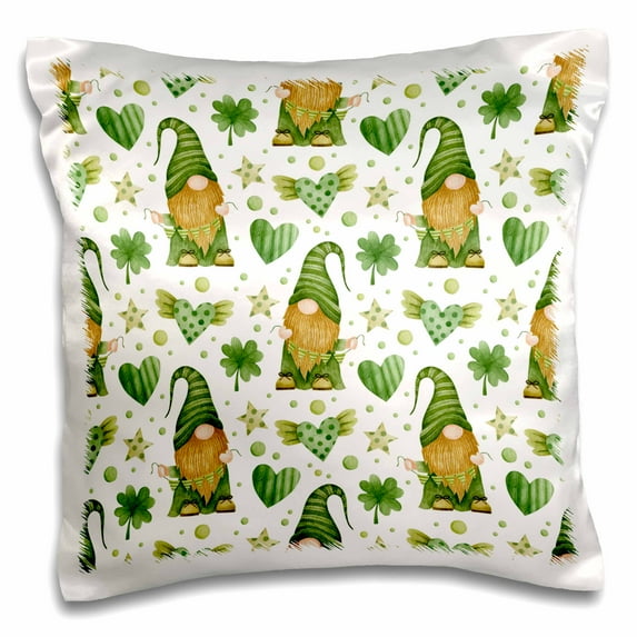 3drose, Cute Irish Gnomes Holding Banners, Hearts, Stars Pattern, 16x16 ...