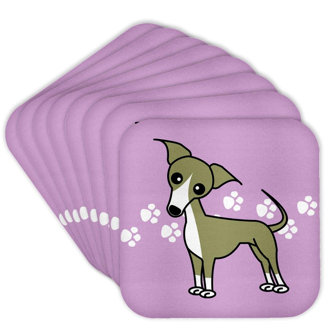 3drose, Cute Italian Greyhound Fawn Tan Purple Pawprint Background, Set ...