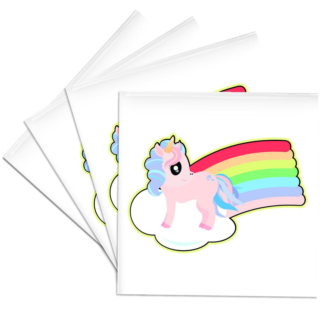 3drose, Cute Kawaii Colorful Unicorn on Rainbow Cloud, Set of 4 Ceramic ...