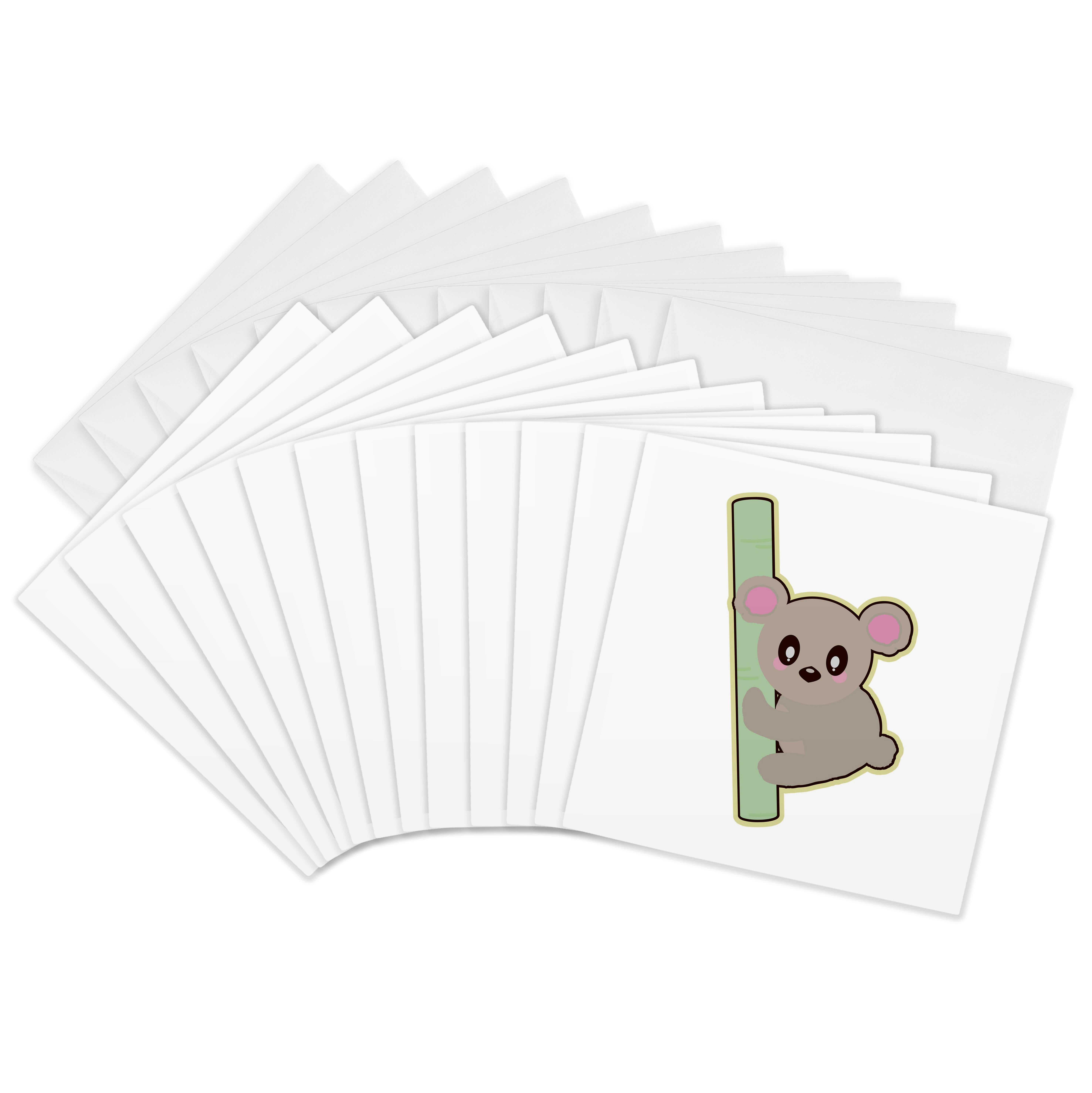 3drose, Cute Kawaii Koala Bear on Bamboo, 12 Greeting Cards with ...
