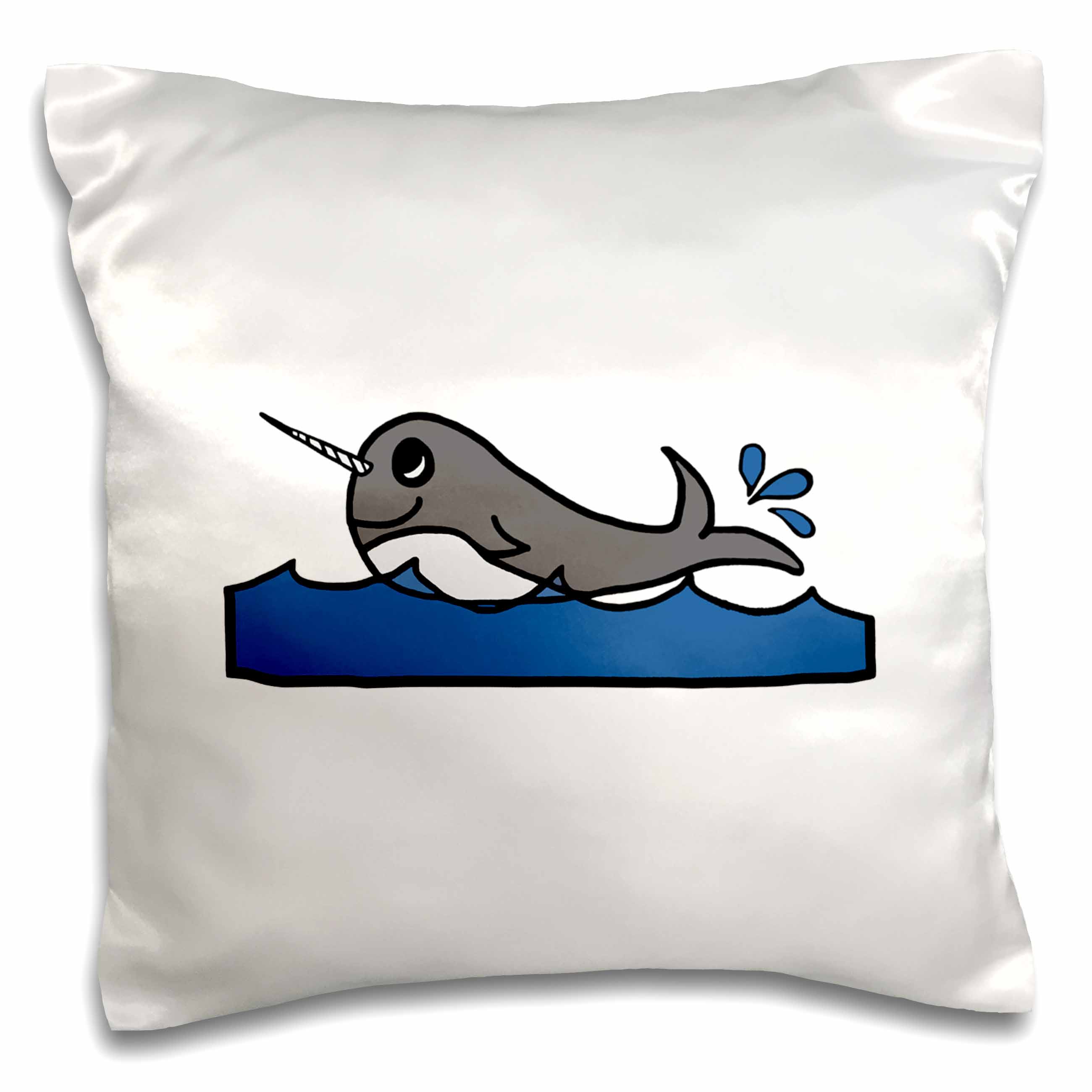 3drose, Cute Little Baby Narwhal Splashing in the Water., 16x16 inch ...