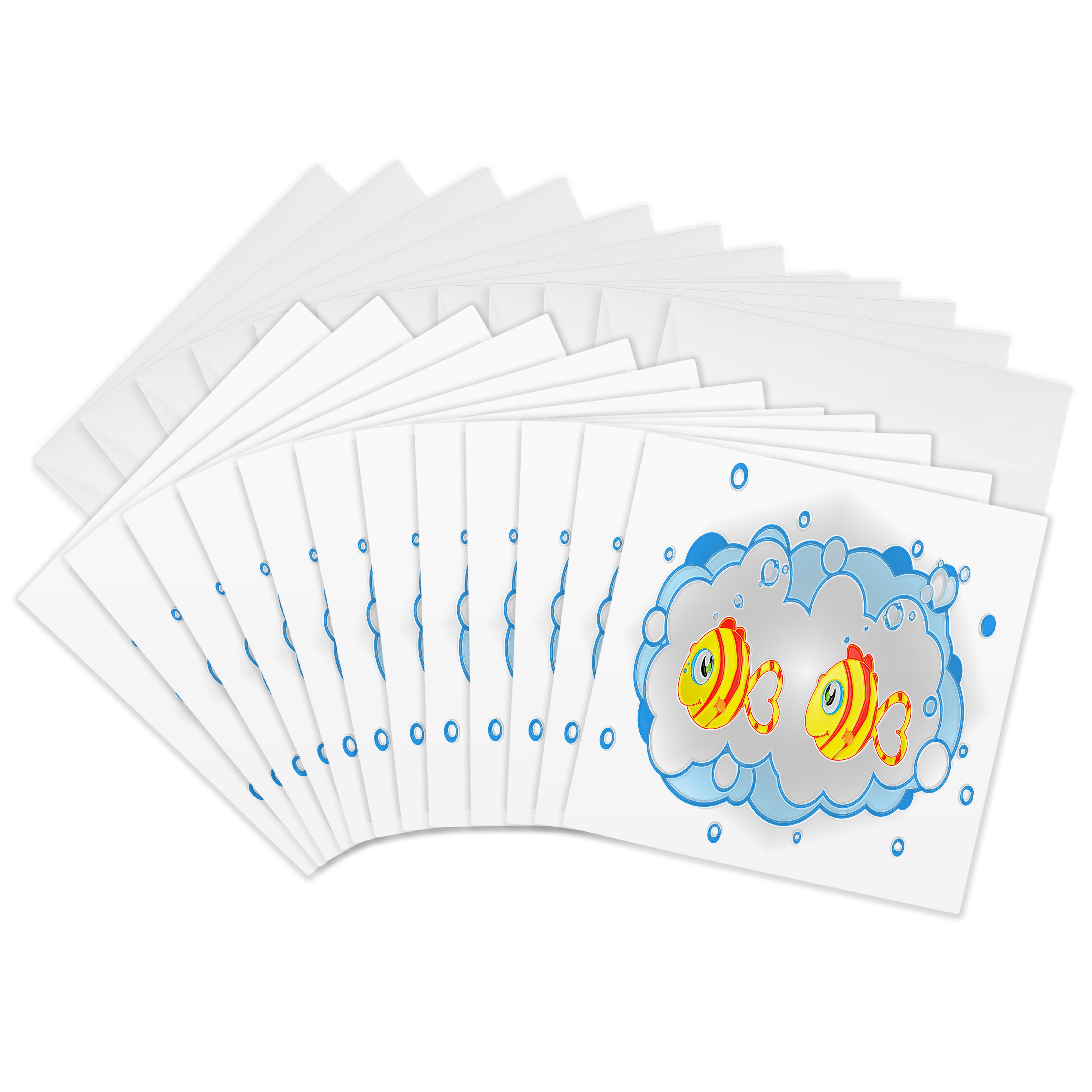 3drose, Cute Little Fish Art for Kids Room, 12 Greeting Cards with ...
