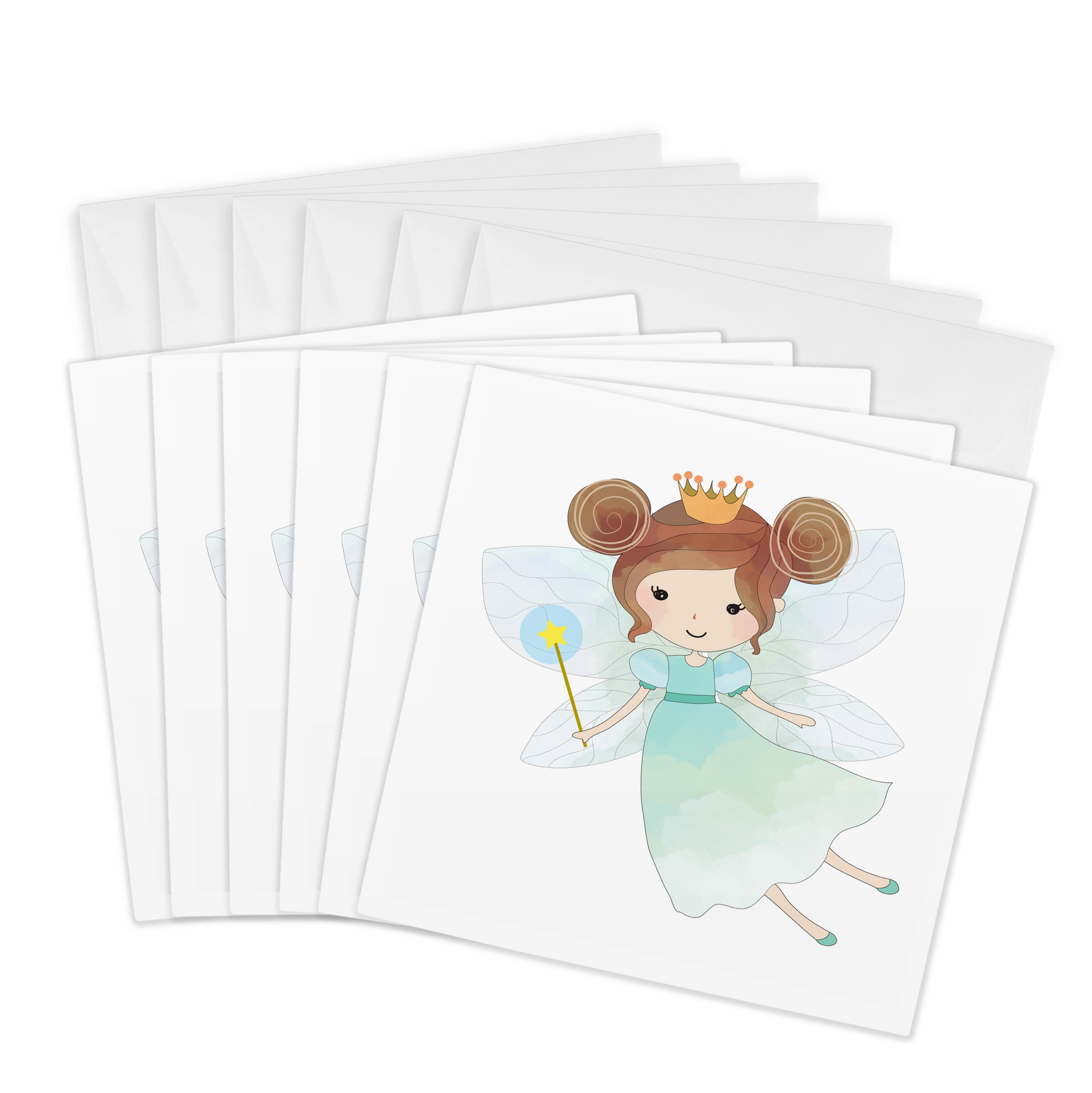 3drose, Cute Little Princess Fairy Girl Illustration, 6 Greeting Cards ...