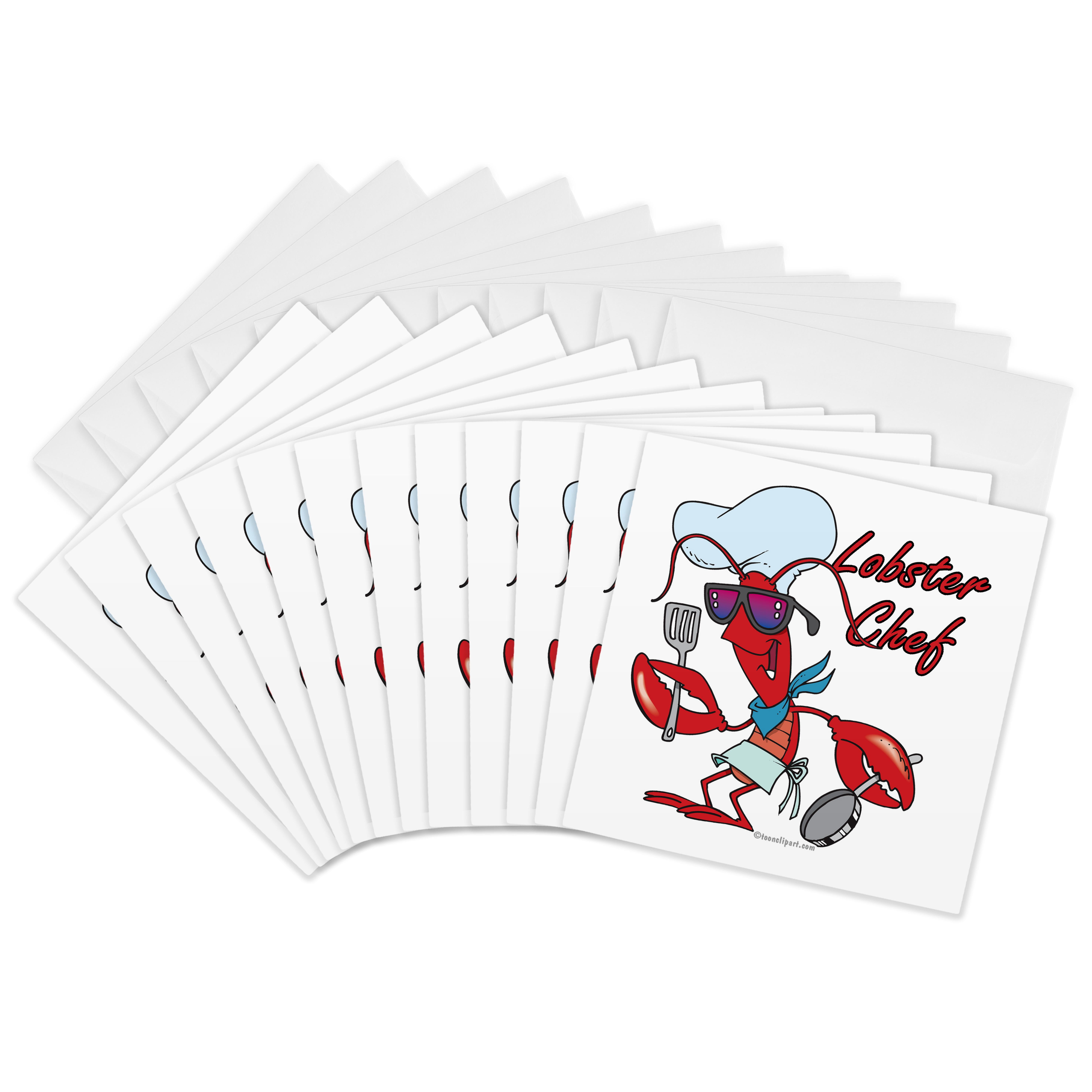 3drose, Cute Lobster Chef, 12 Greeting Cards with Envelopes - Walmart.com