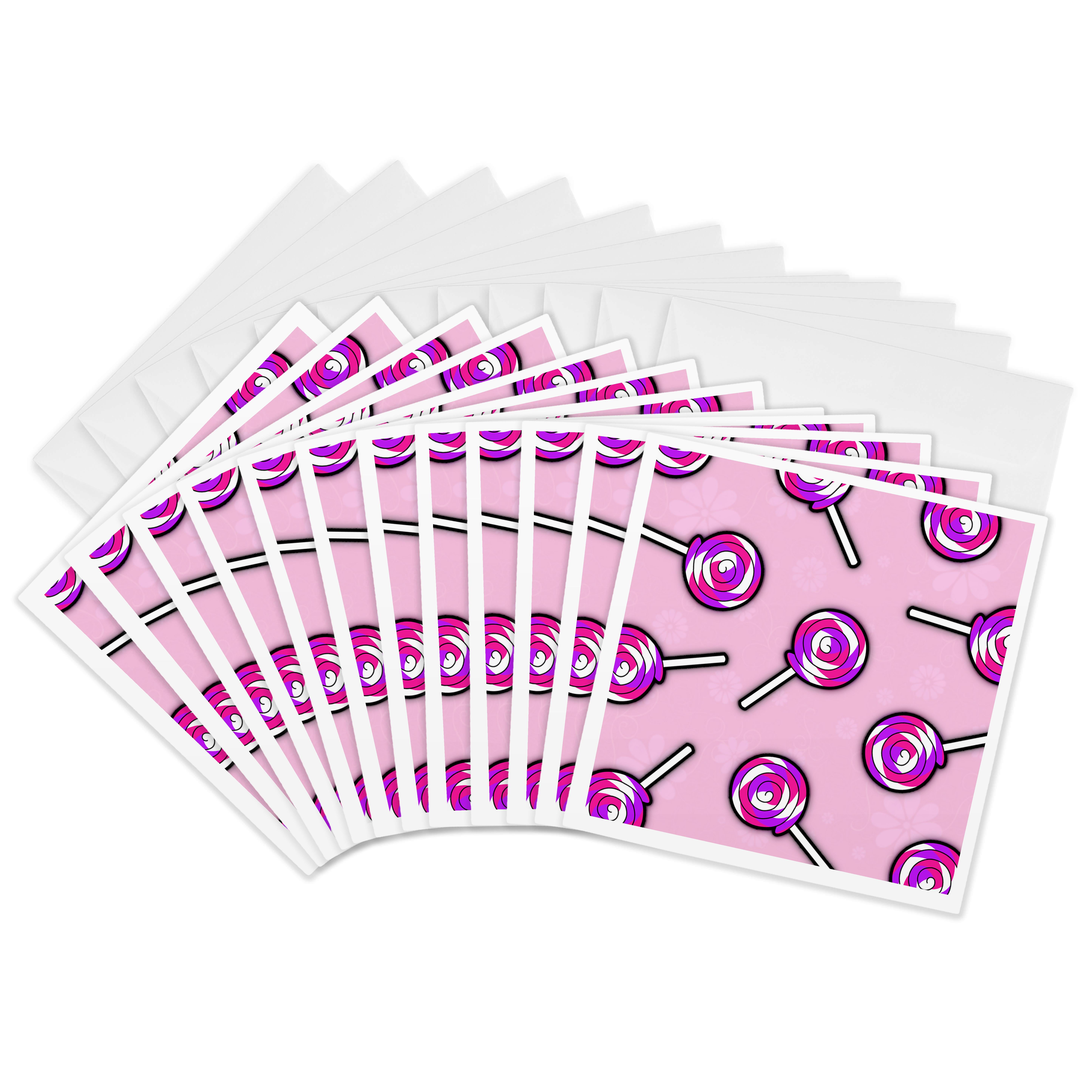 3drose, Cute Lollipops Print - Pink and Purple Swirl on Light Pink, 12 ...