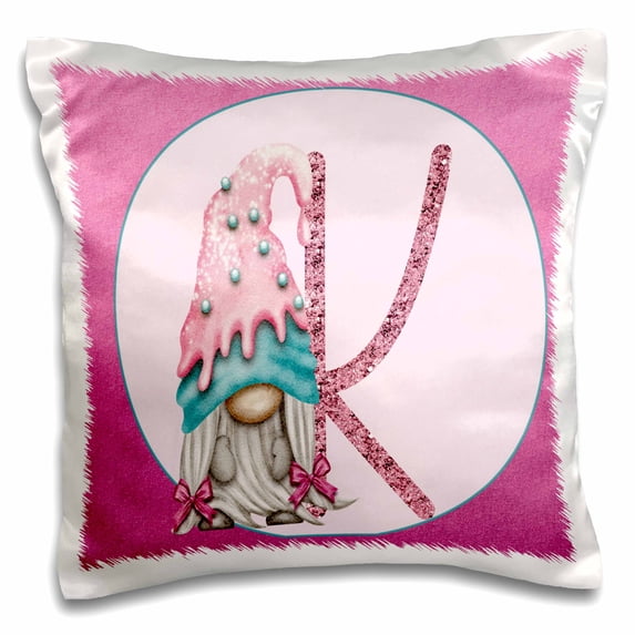 3drose, Cute Pink Ice Cream Gnome Pink Image of Glitter Monogram K ...