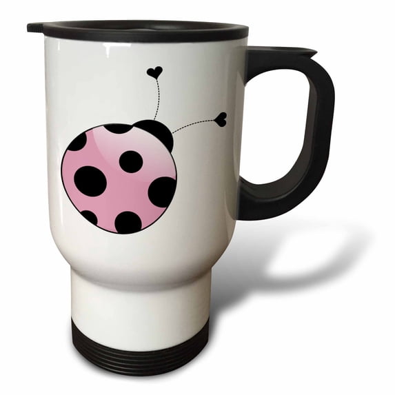 3drose, Cute Pink and Black Lady Bug Illustration, 14oz Stainless Steel ...