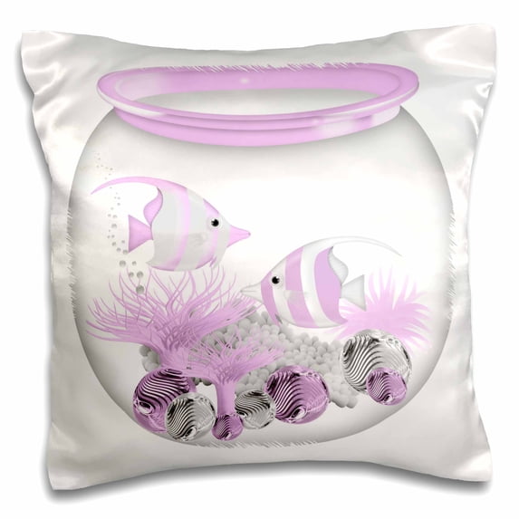 3drose, Cute Pink and White Tropical Fish in a Fishbowl Illustration ...