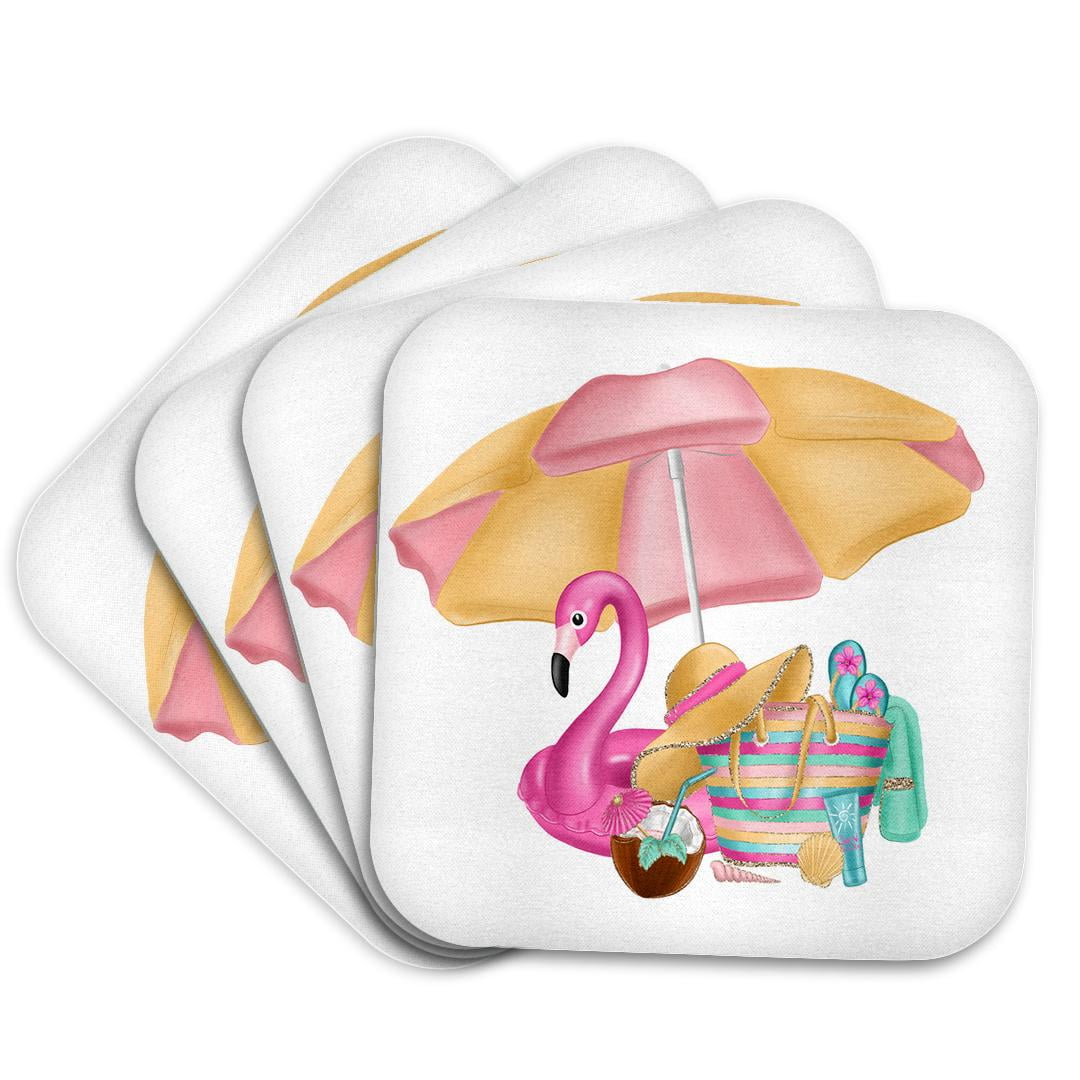3drose, Cute Pool Umbrella with a Tote and Pink Flamingo Pool Float ...