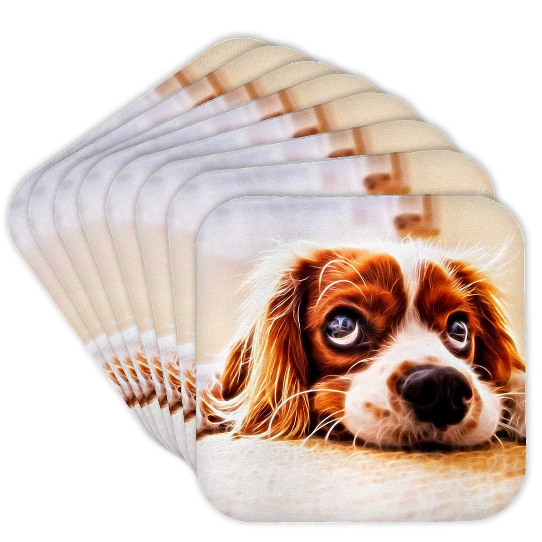 3drose, Cute Puppy Dog Image of Light Infused Painting, Set of 8 ...