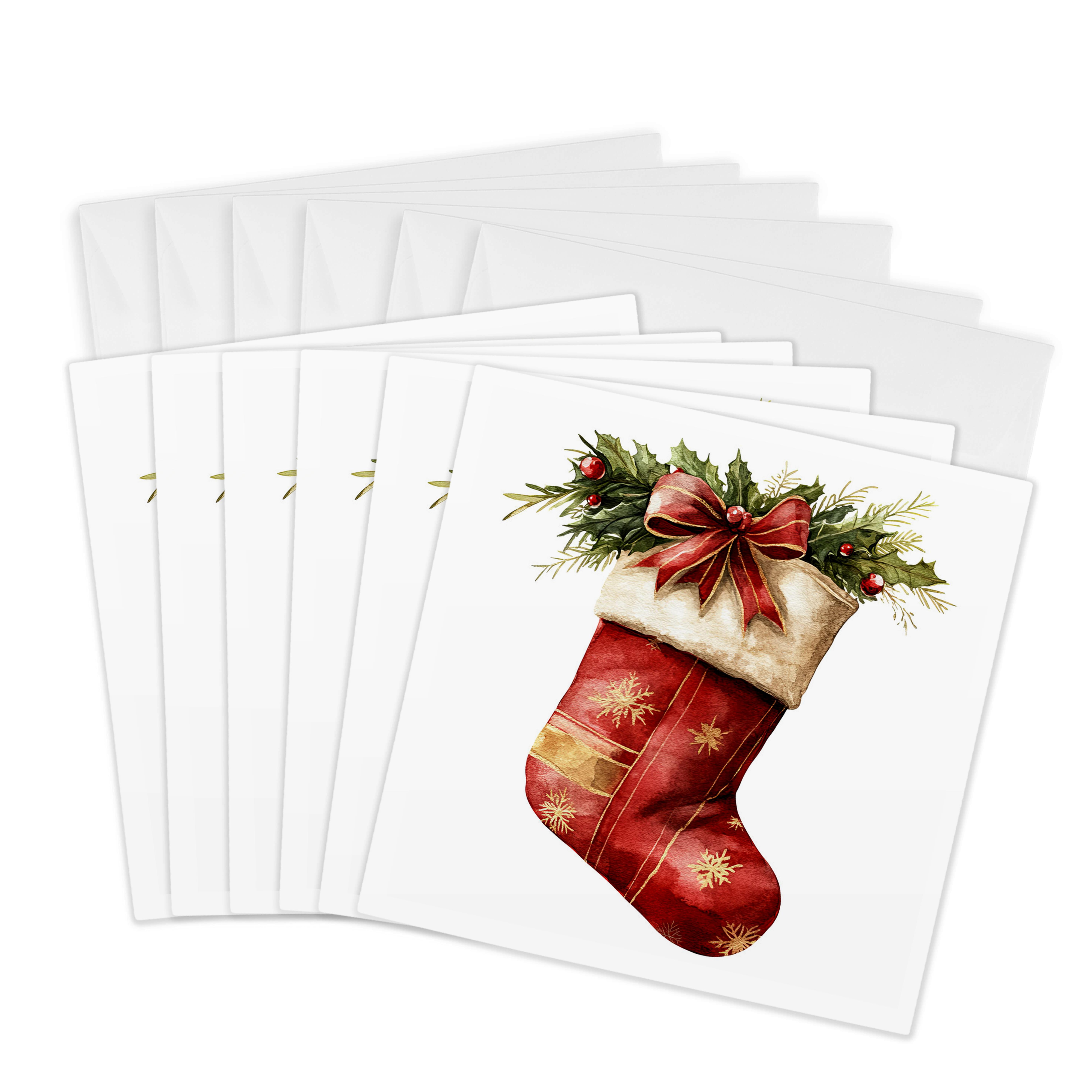 3drose, Cute Red Christmas Stocking with Greenery in an Image of ...
