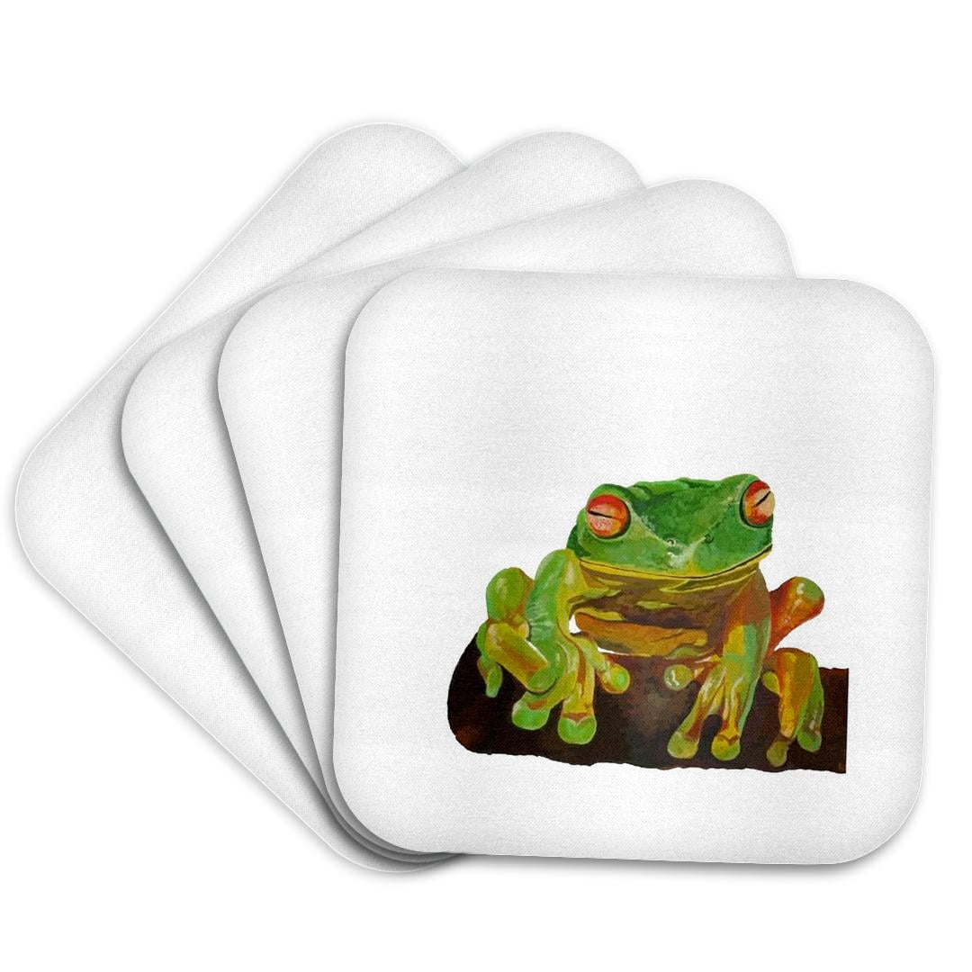 3drose, Cute Red Eyed Tropical Tree Frog Cut Out, Set of 4 Coasters ...