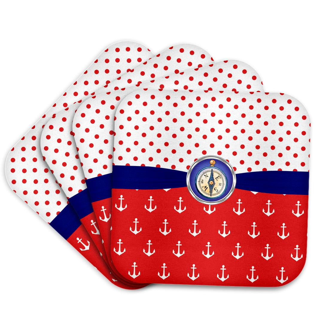 3drose, Cute Red, White, Blue Nautical Anchors and Polka Dots with a ...