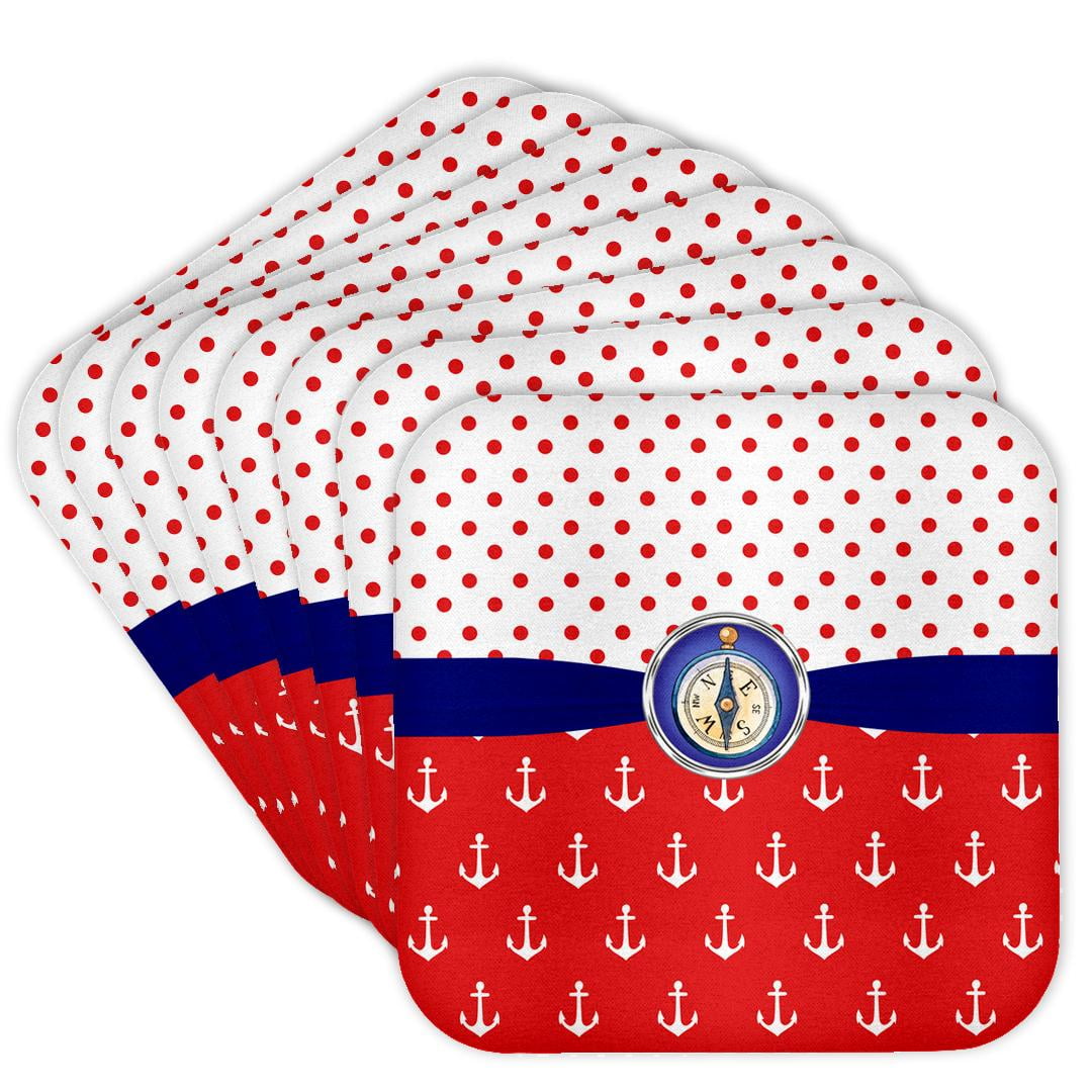 3drose, Cute Red, White, Blue Nautical Anchors and Polka Dots with a ...