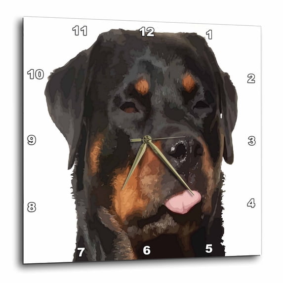 3drose, Cute Rottweiler with Tongue Out, 13x13 Wall Clock - Walmart.com