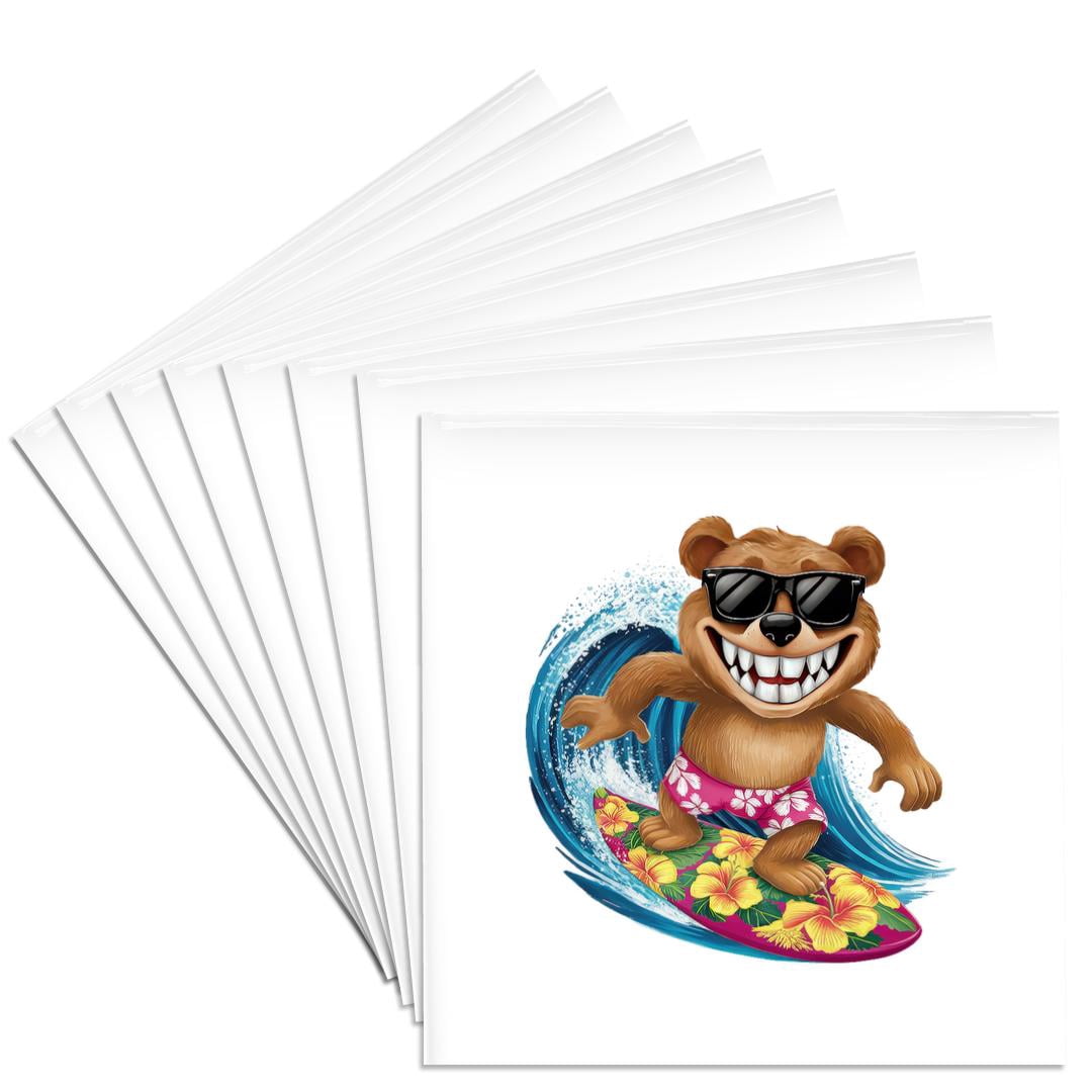 3drose, Cute Smiling Brown Bear Wave Surfer. Funny, Summer Gift for ...