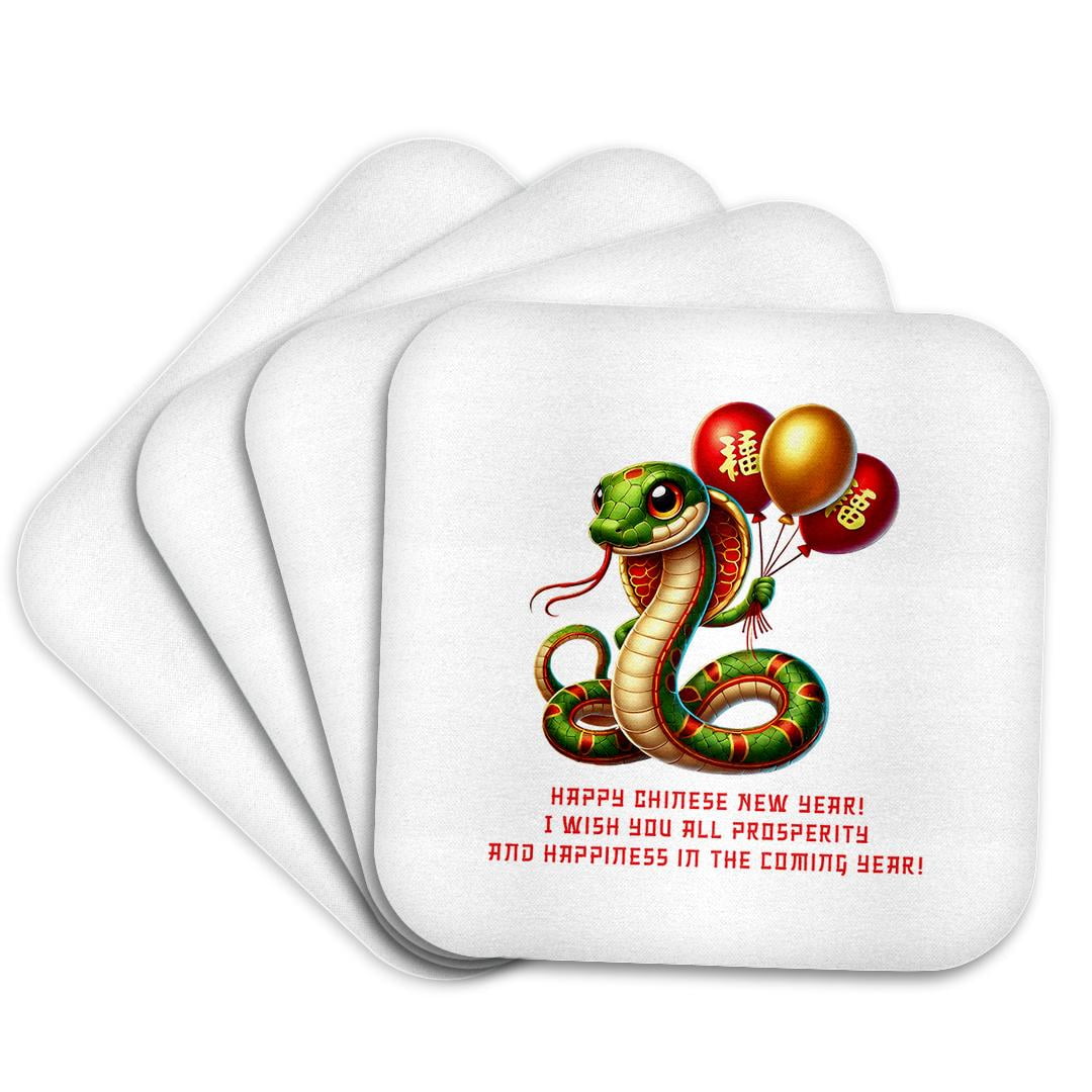 3drose, Cute Snake with Red, Yellow Toy Balloons Wishes on Chinese Year ...