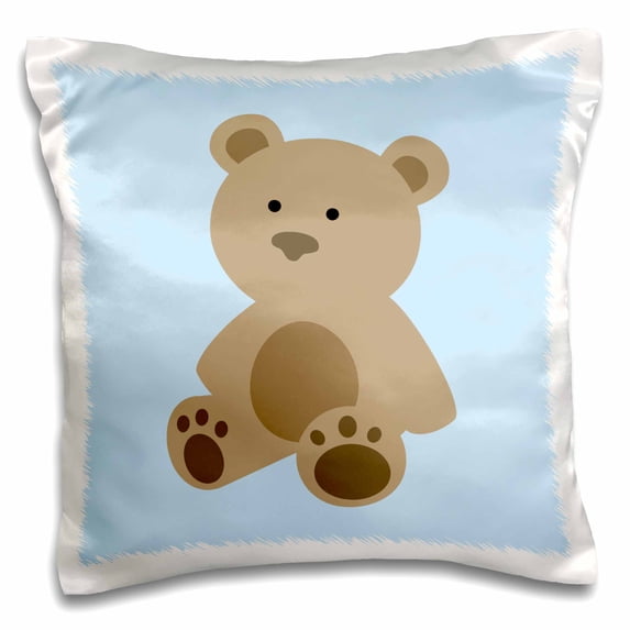 3drose, Cute Teddy Bear on a Light Blue Background, 16x16 inch Pillow ...