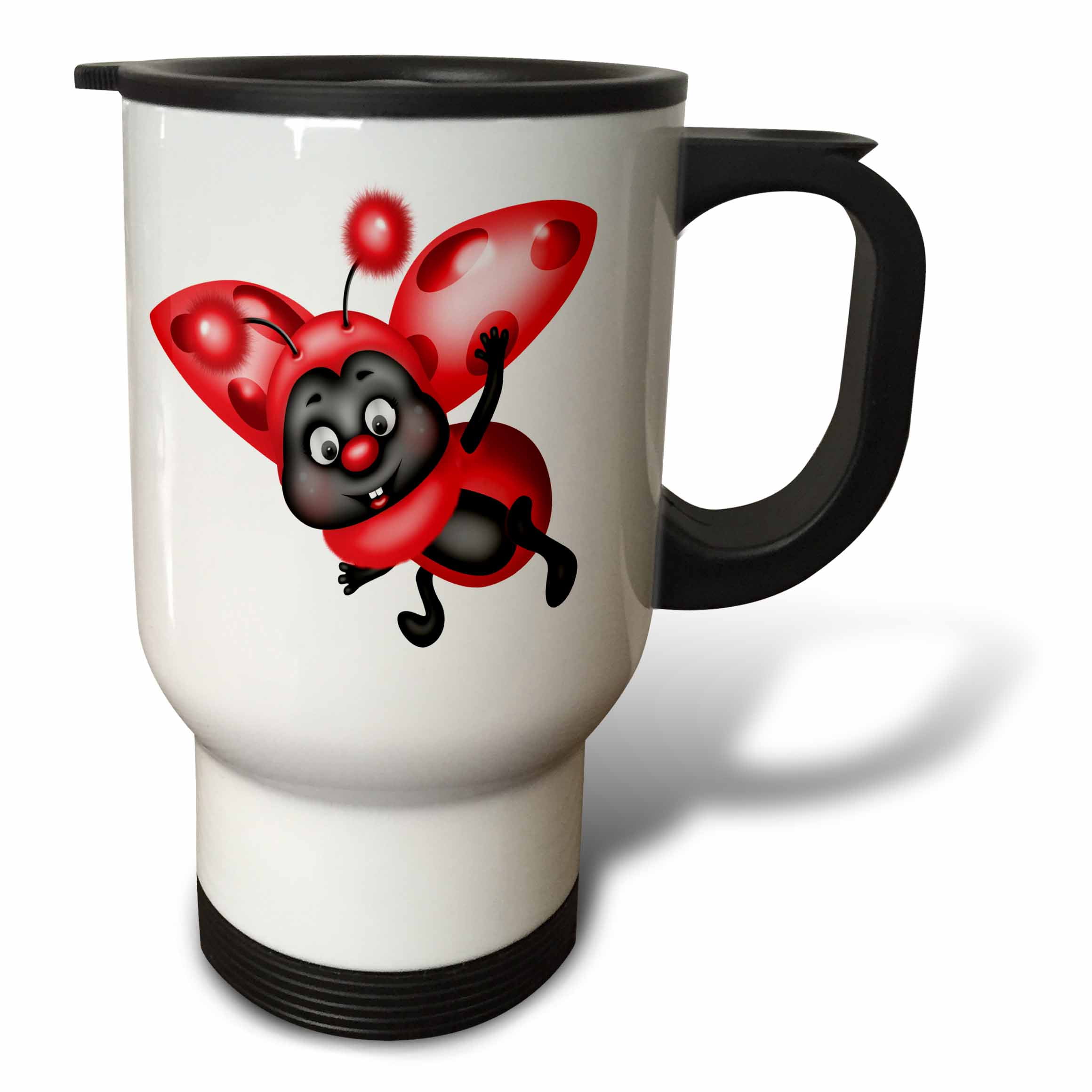 3drose, Cute Waving and Smiling Ladybug Illustration, 14oz Stainless ...