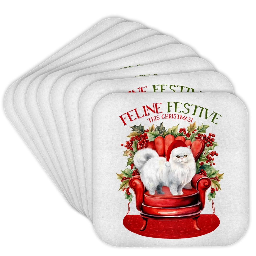 3drose, Cute White Persian Cat Stands on a Holiday Chair for Christmas ...