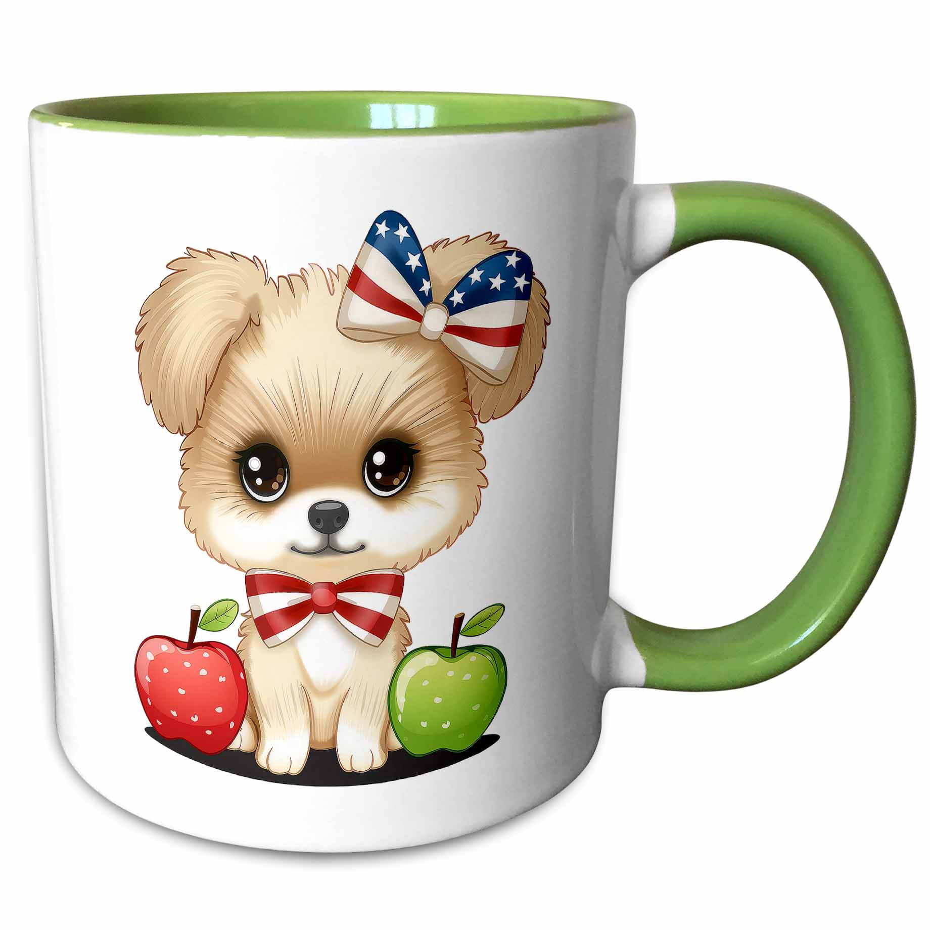 3drose, Cute and Funny Patriotic Dog and Red, Green Apples. Memorial ...