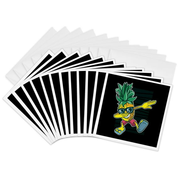 3drose, Dab Dabbing Pineapple Fruit Food with Green Background, 12 ...