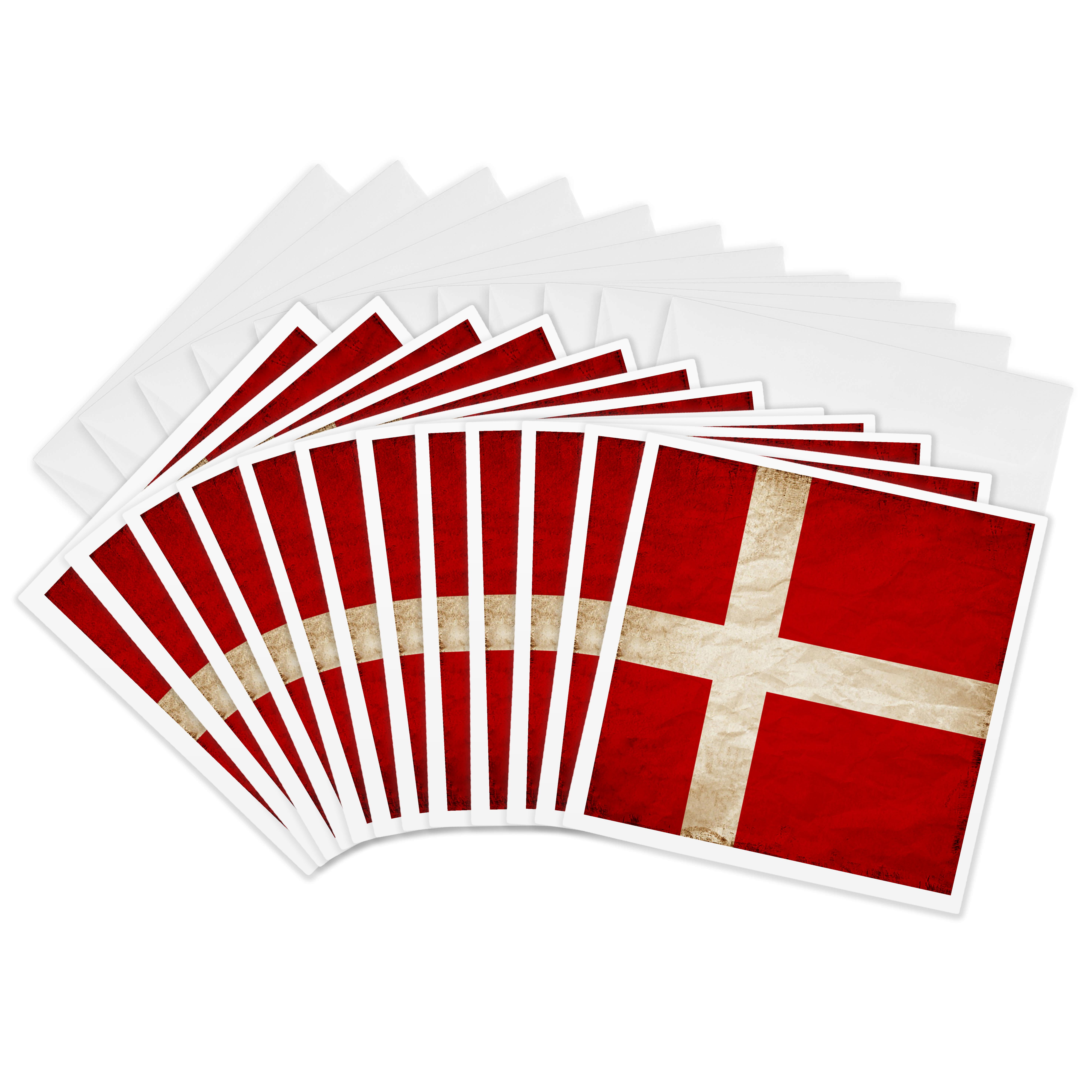3drose, Danish Flag Old Look Trendy Work, 12 Greeting Cards with ...