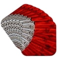 3drose, Decorated Hand Fan of Red Color. White Plastic Handle, Set of 8 ...