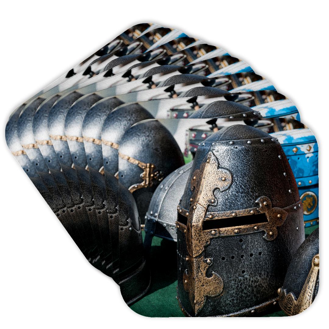 3drose, Decorated Iron Helmet of a Medieval Knight, Set of 8 Coasters ...