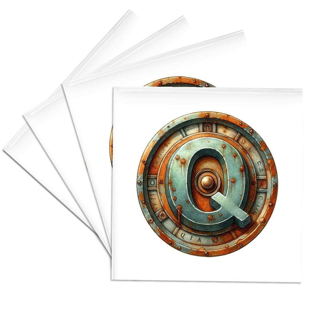 3drose, Delightful Letter Q. Round Rusty Metal Plate Art Magnificent ...