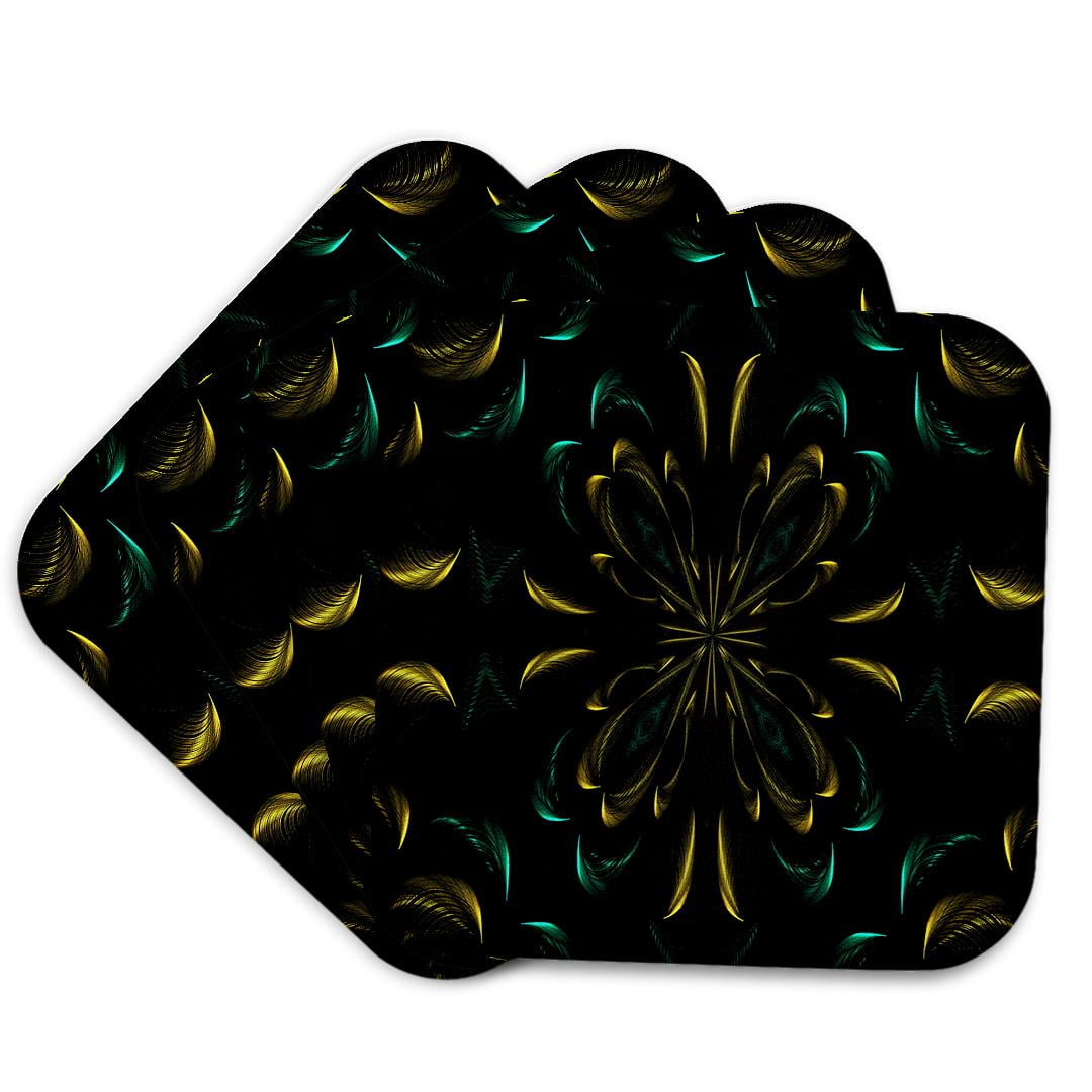 3drose, Design of Golden Loops Around a Cross, Set of 4 Coasters - Cork ...
