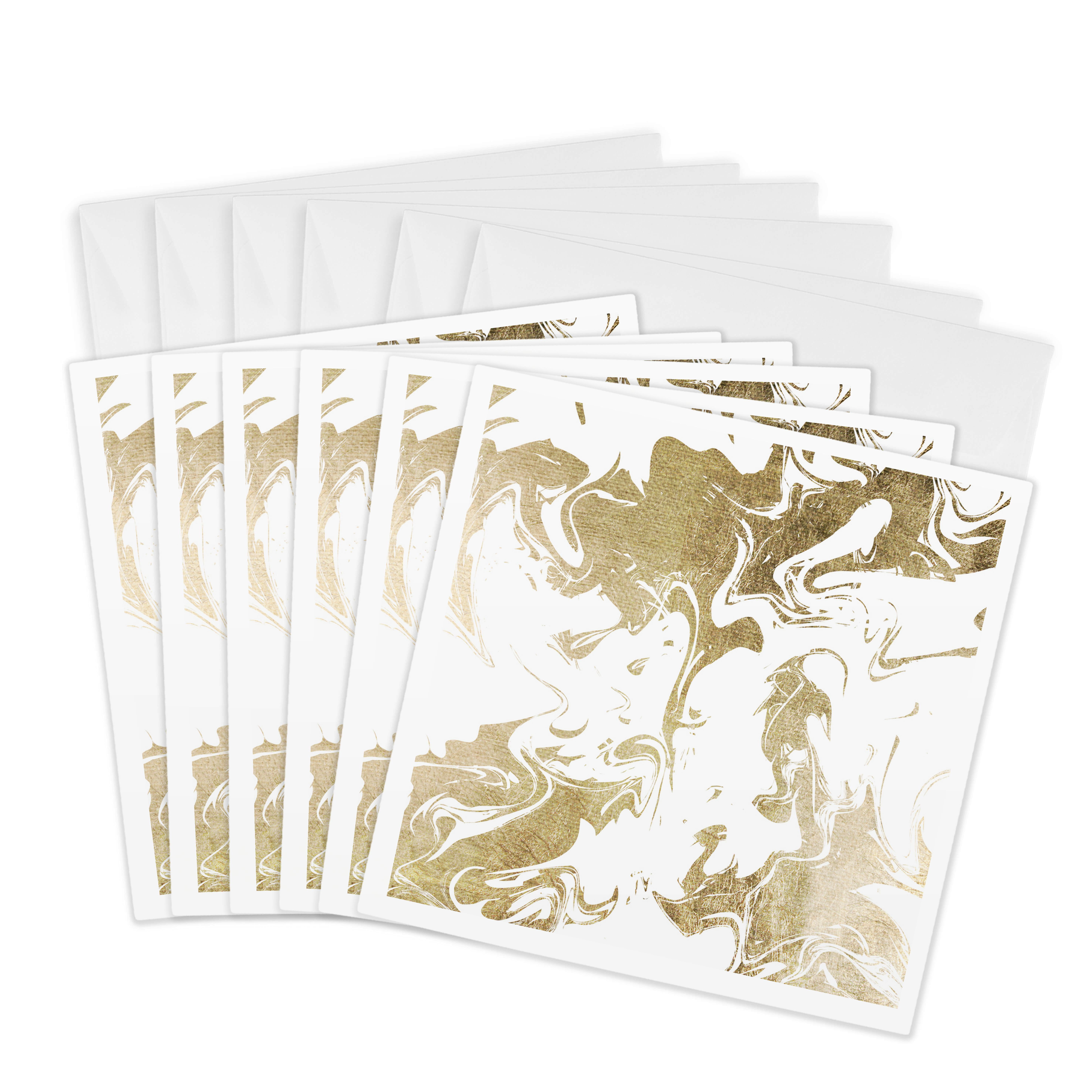 3drose, Digital Gold and White Marble Effect, 6 Greeting Cards with ...