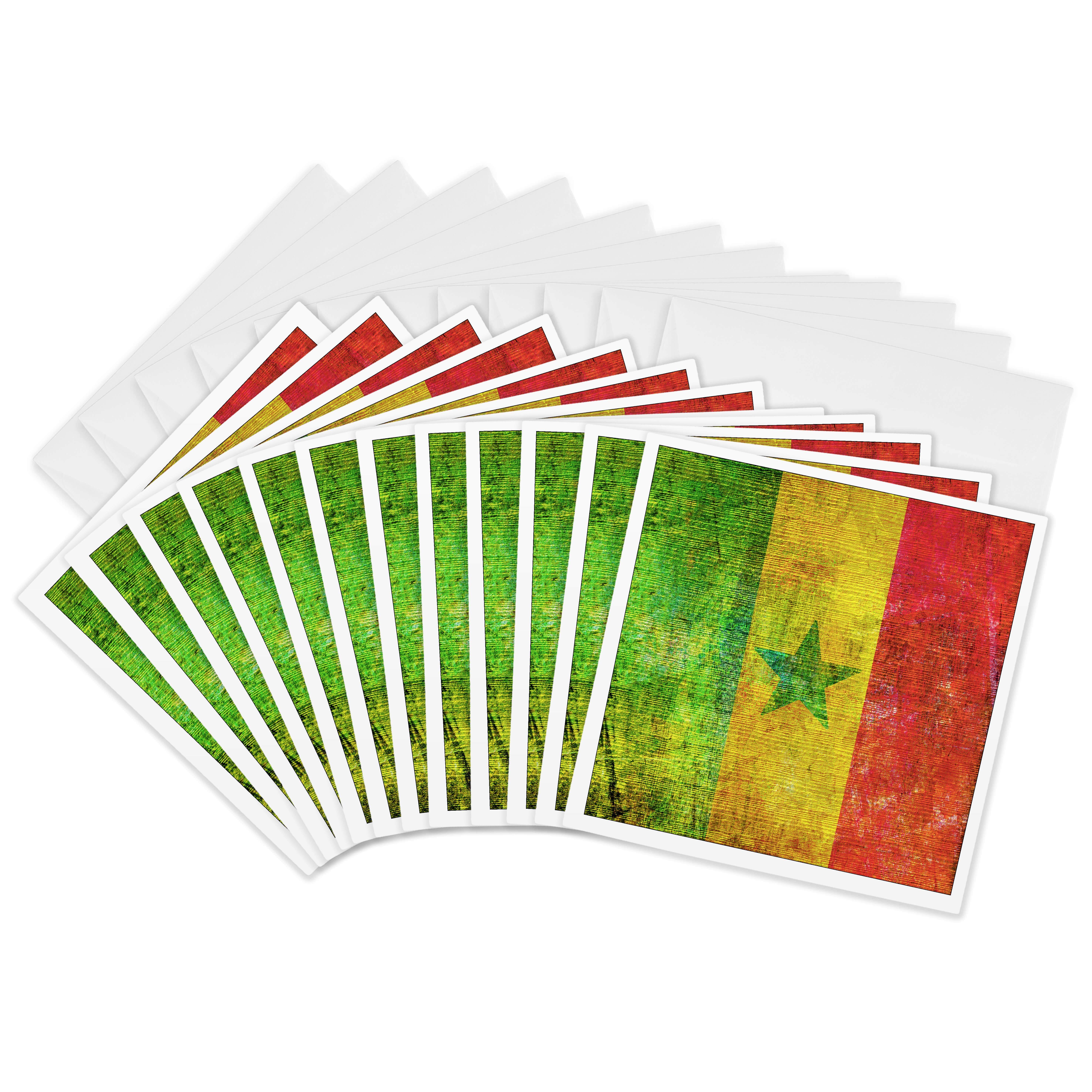 3drose, Distressed Style Grunge Flag of Senegal, 12 Greeting Cards with ...